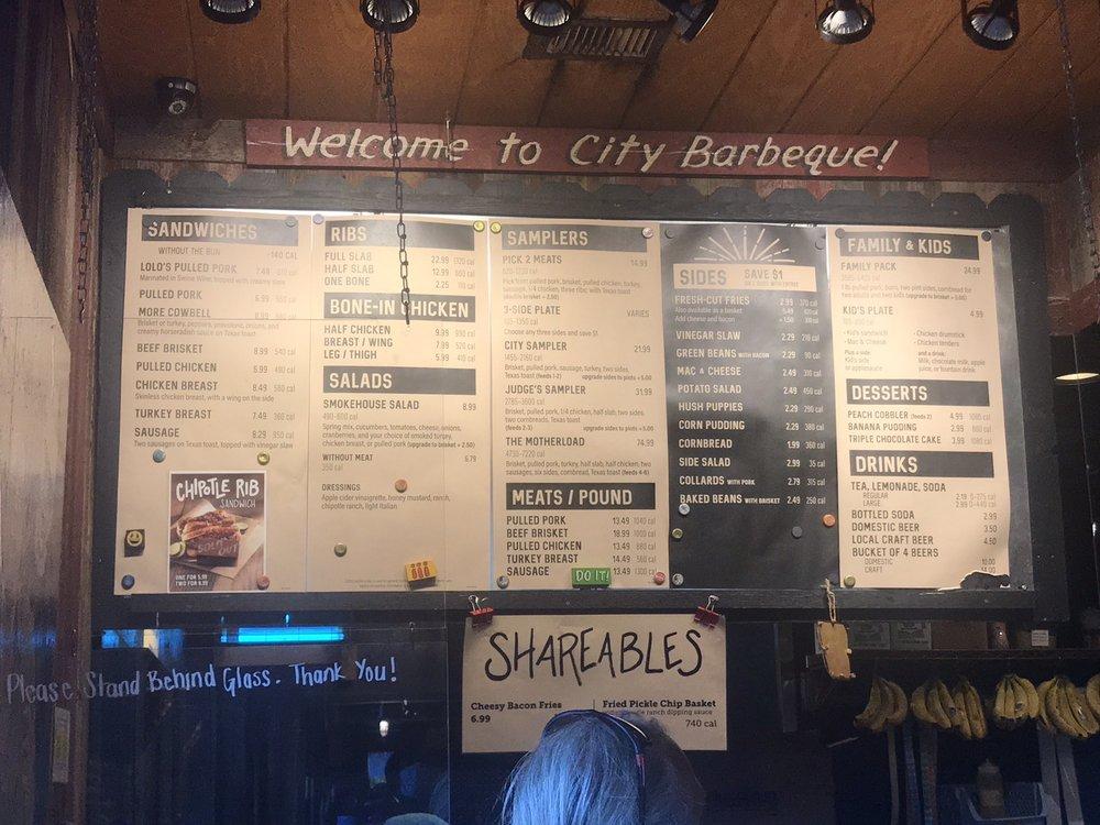 Menu at City Barbeque, Lexington, Richmond Rd