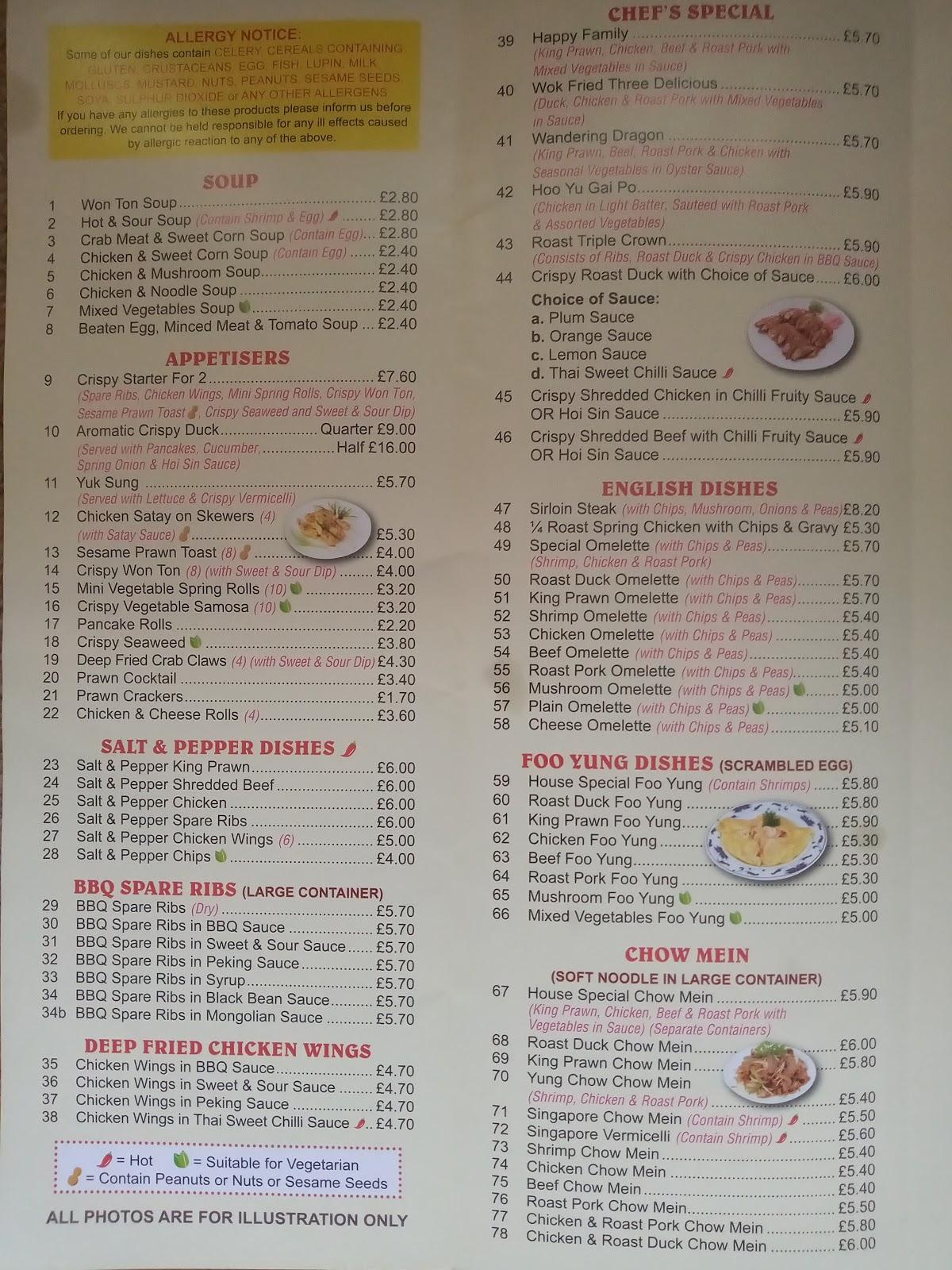 Menu at Lotus House fast food, Rugeley