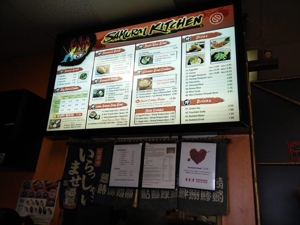 Menu at Samurai Kitchen restaurant, Corona
