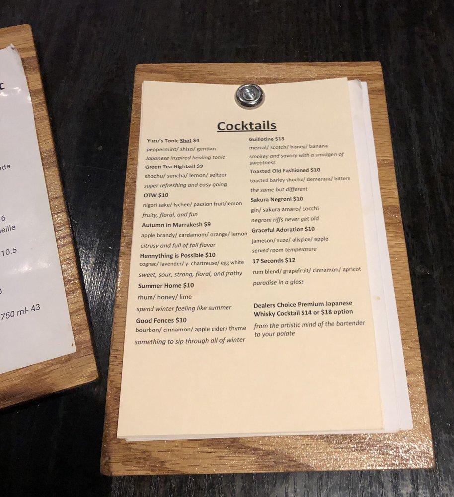 Menu at Yuzu Kitchen pub & bar, Pittsburgh