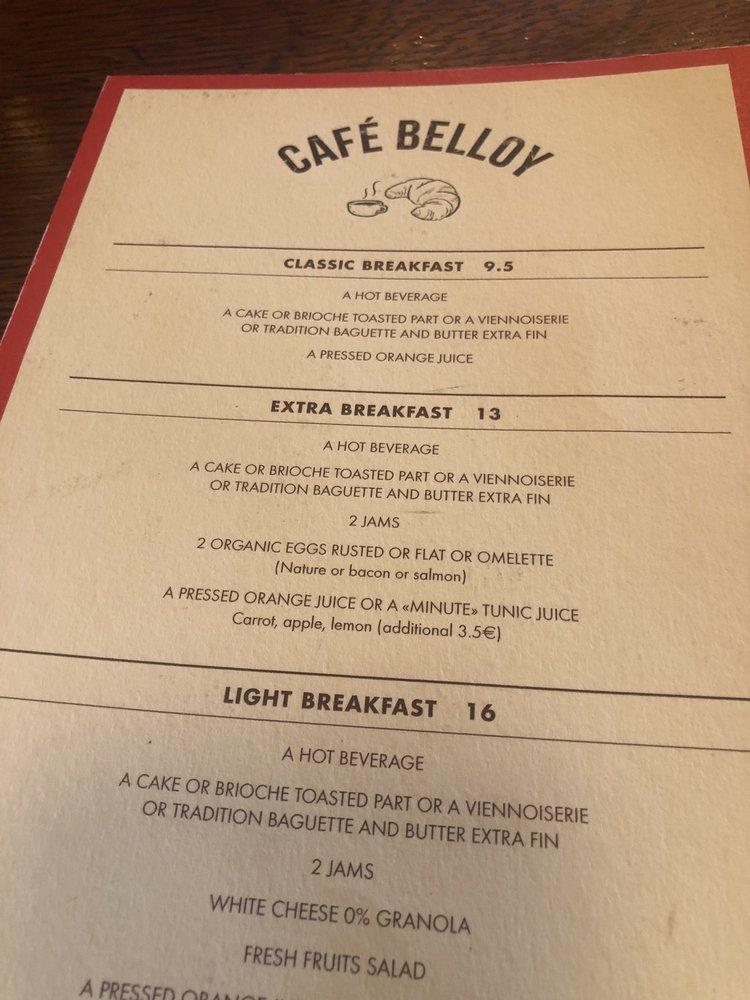 Menu at Café Belloy, Paris