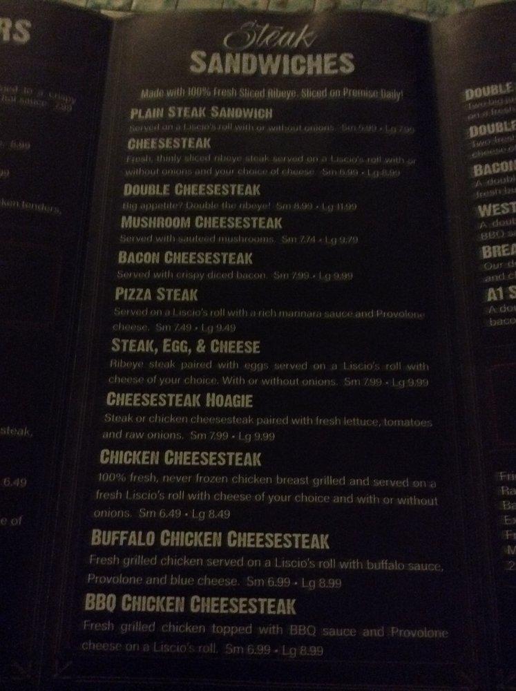Menu at Frank's Steaks & Burgers restaurant, Philadelphia