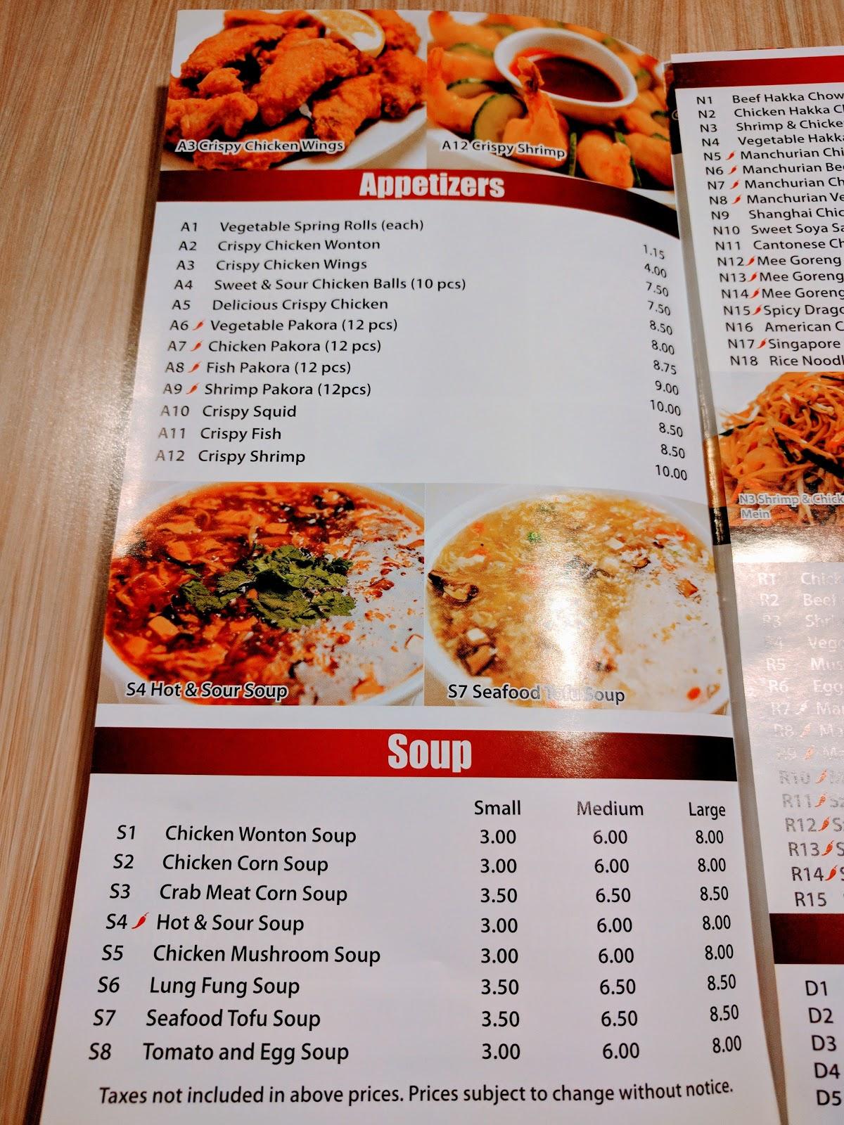Menu at Spicy Dragon restaurant, Pickering, Kingston Rd