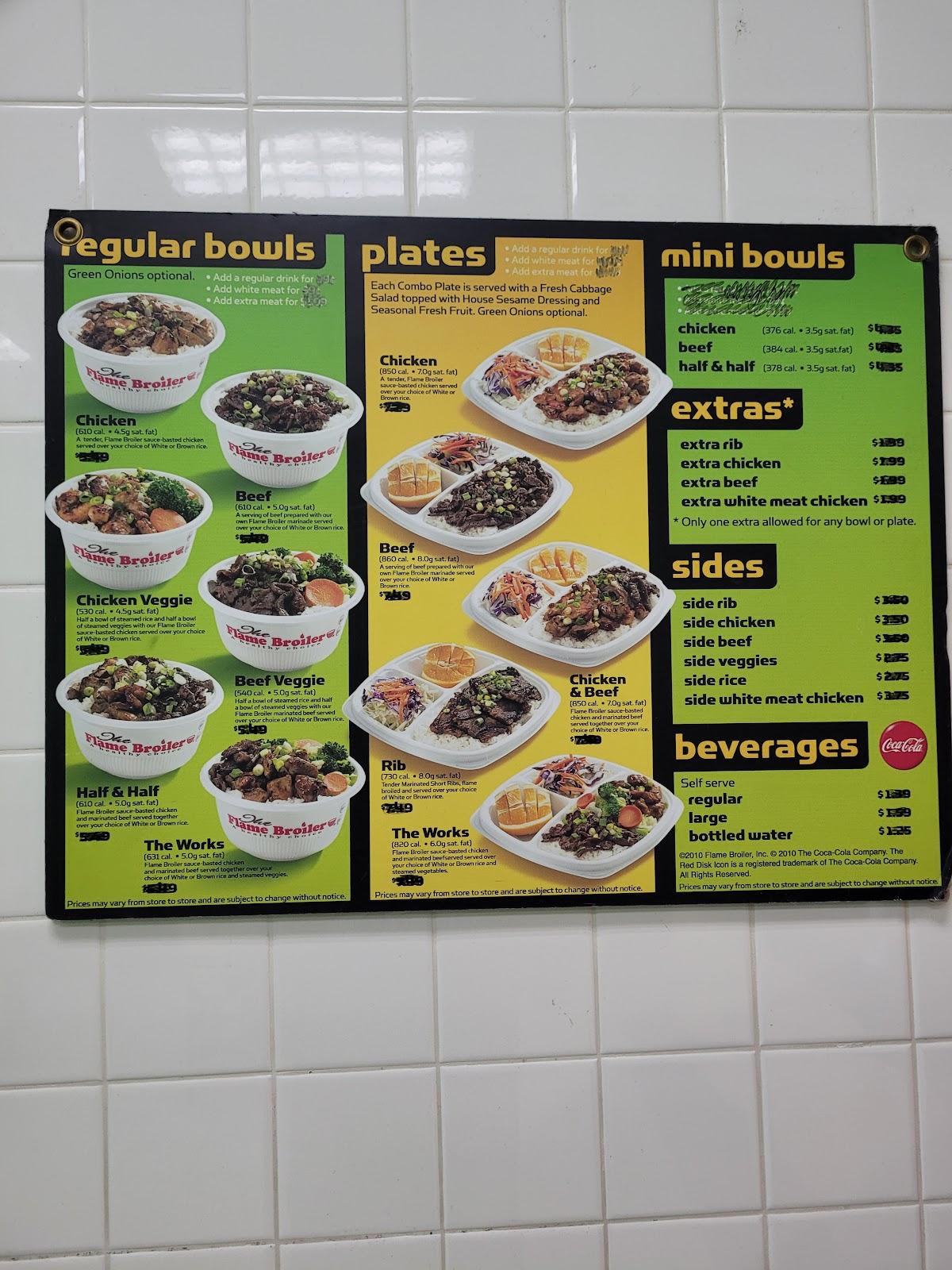 Menu at Flame Broiler fast food, Menifee