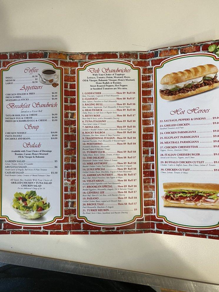 Menu at TRADITIONAL ITALIAN DELI restaurant, Glen Ridge