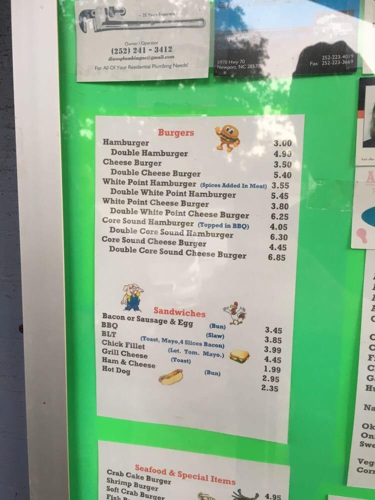 Menu at White Point Take-Out restaurant, Atlantic