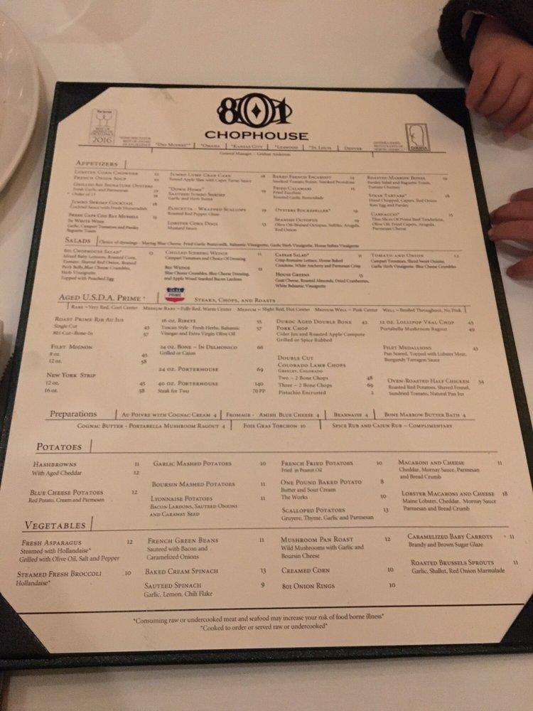 Menu at 801 Chophouse steakhouse, Denver