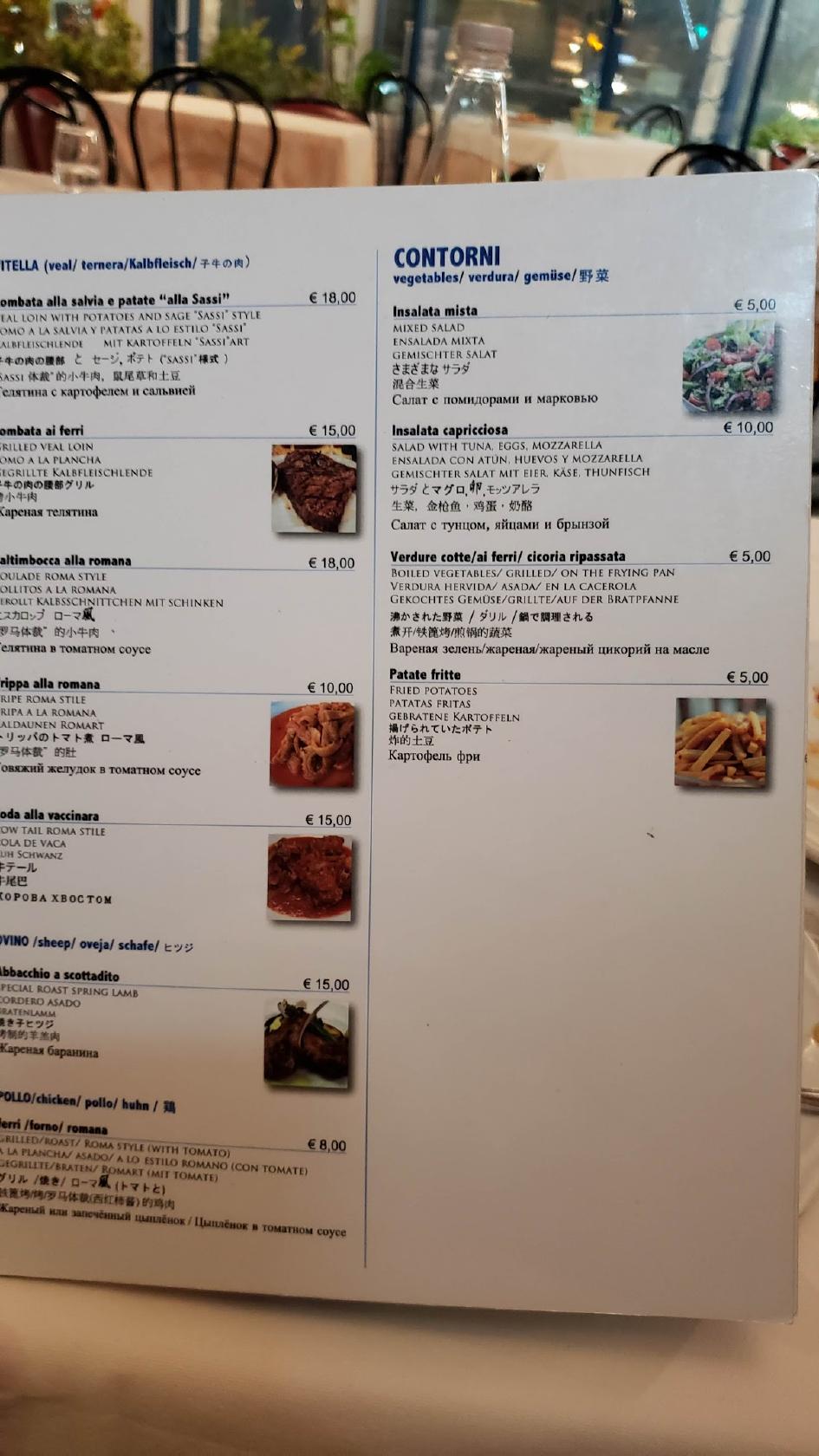 Menu da Bar Ristorante Pasticceria Benedetto, Roma, Via Aurelia 666 a b c d