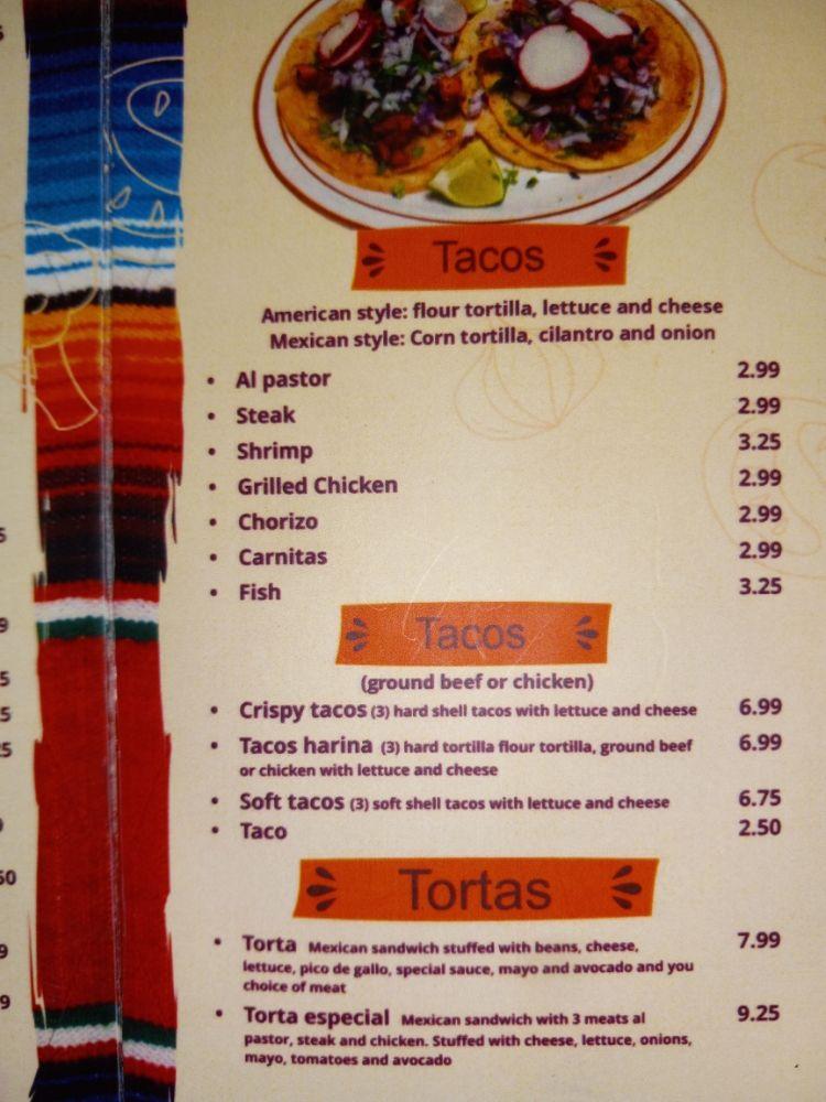 Menu at El Barril Mexican Restaurant, Edgington