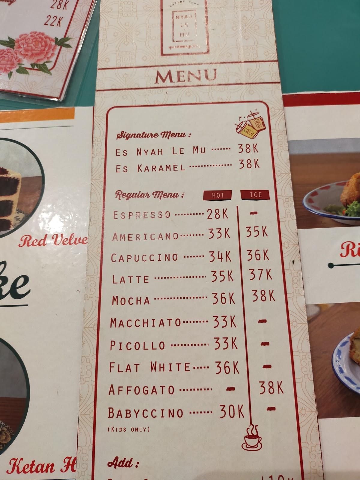 Menu at Kopine Tjap Nyah Lemu cafe, Surakarta