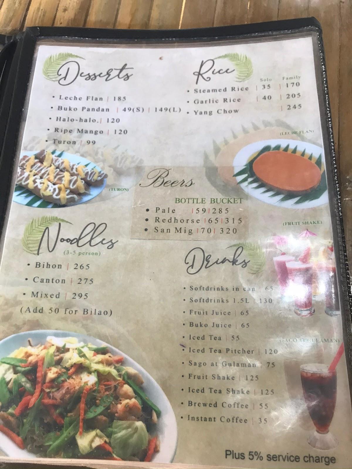 Menu at Nanay Dories Bulalohan restaurant, Laurel, 3WXF+WF4