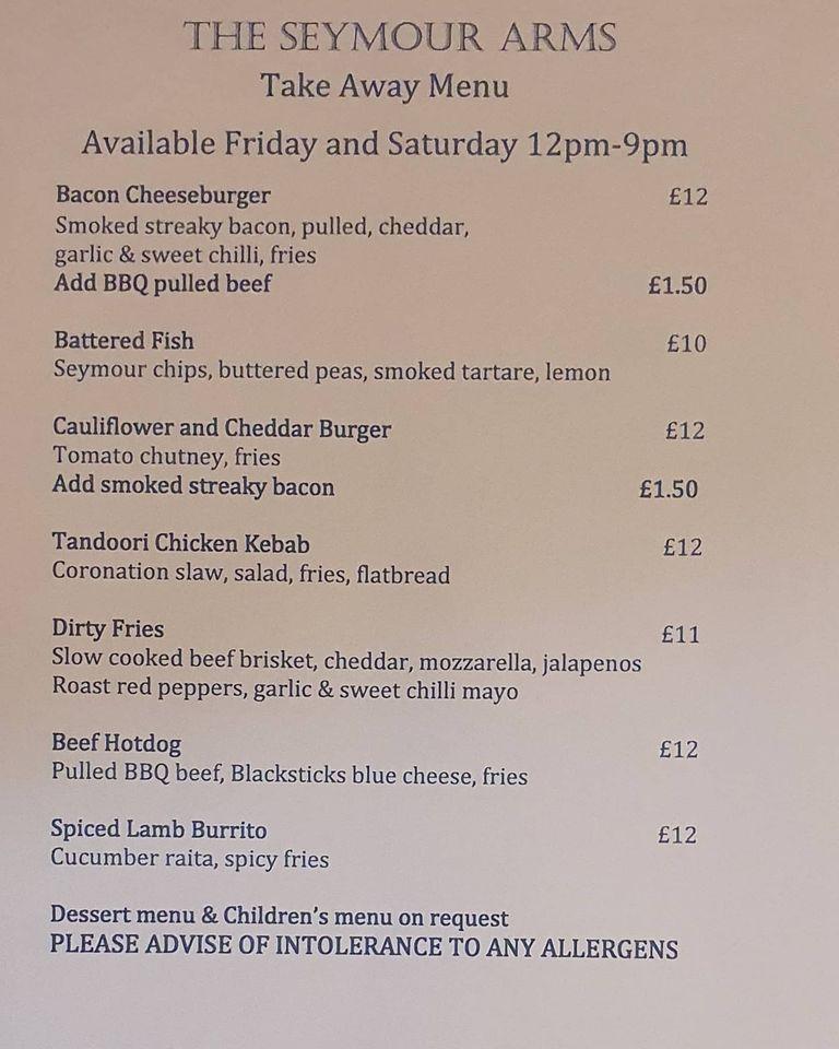 Menu at The Seymour Arms pub & bar, Bristol, Bath Rd