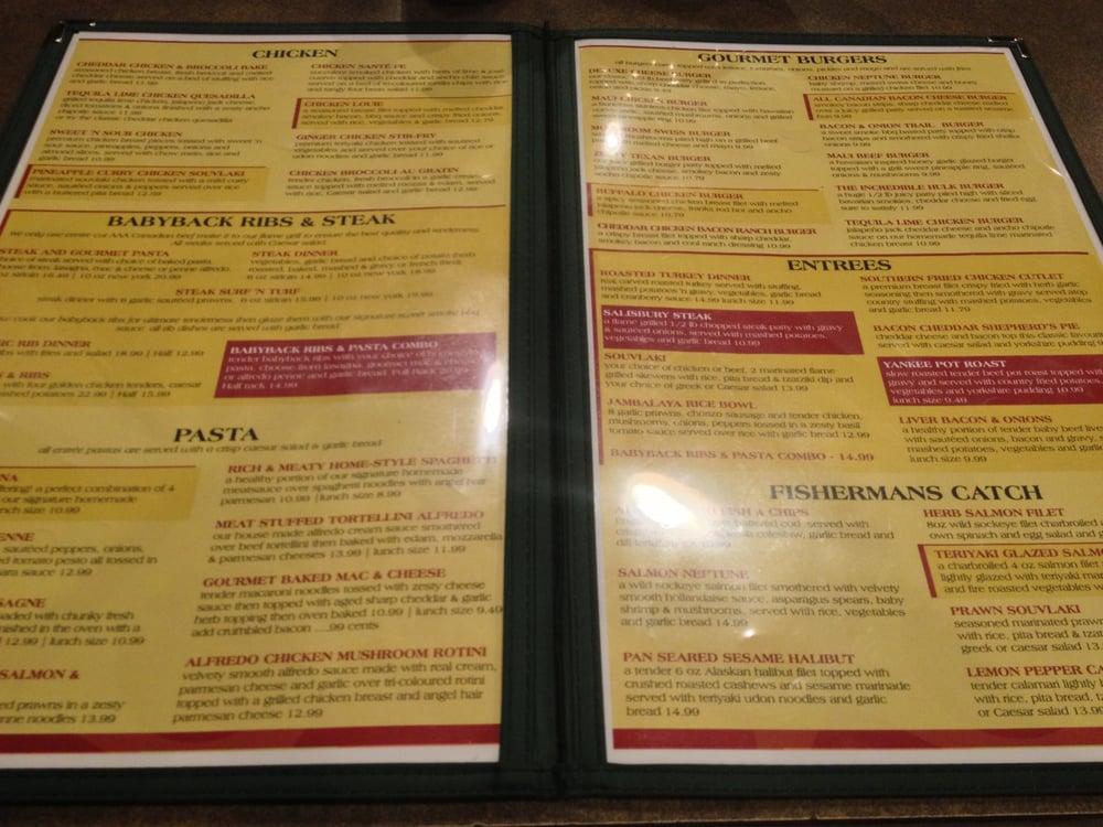 Menu at The Coquitlam Grill restaurant, Coquitlam
