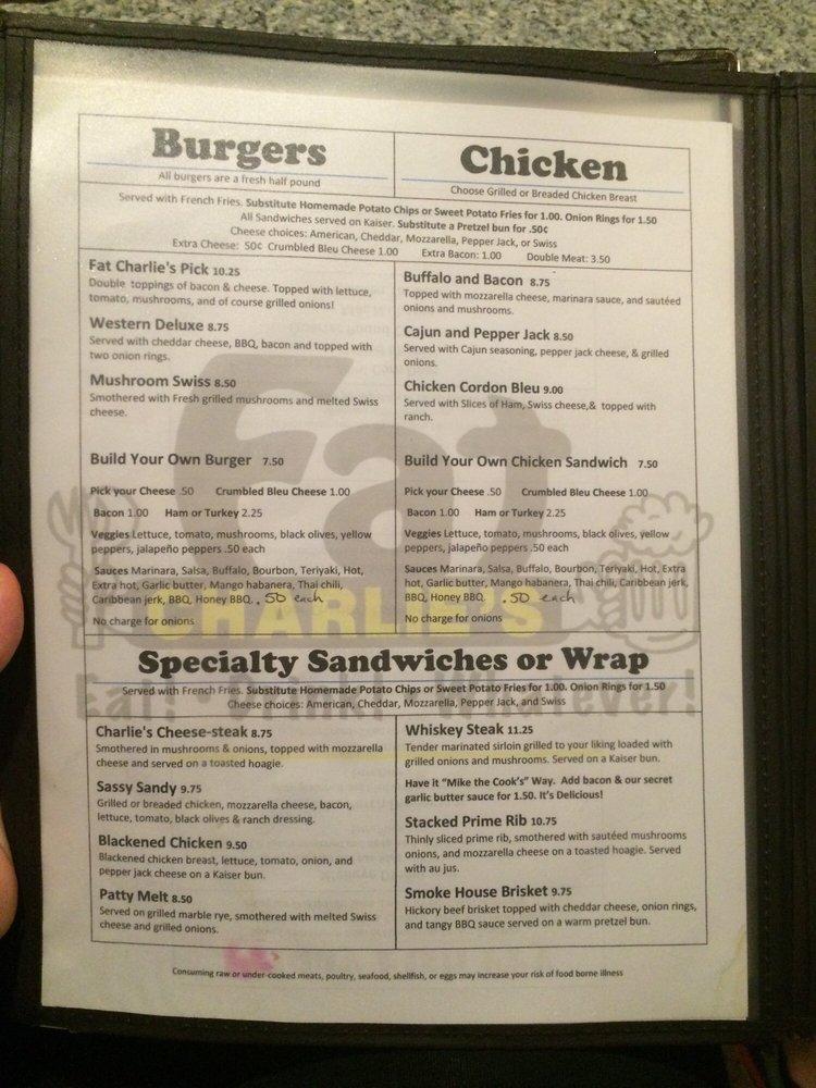 Menu at Fat Charlie's pub & bar, Richfield