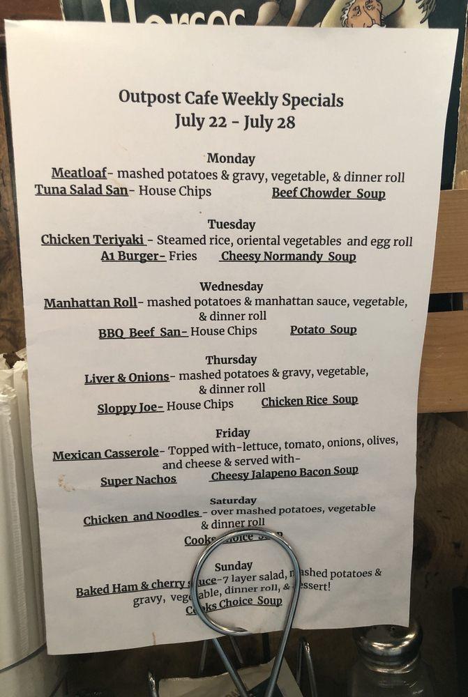 Menu at Outpost Café cafe, Lusk