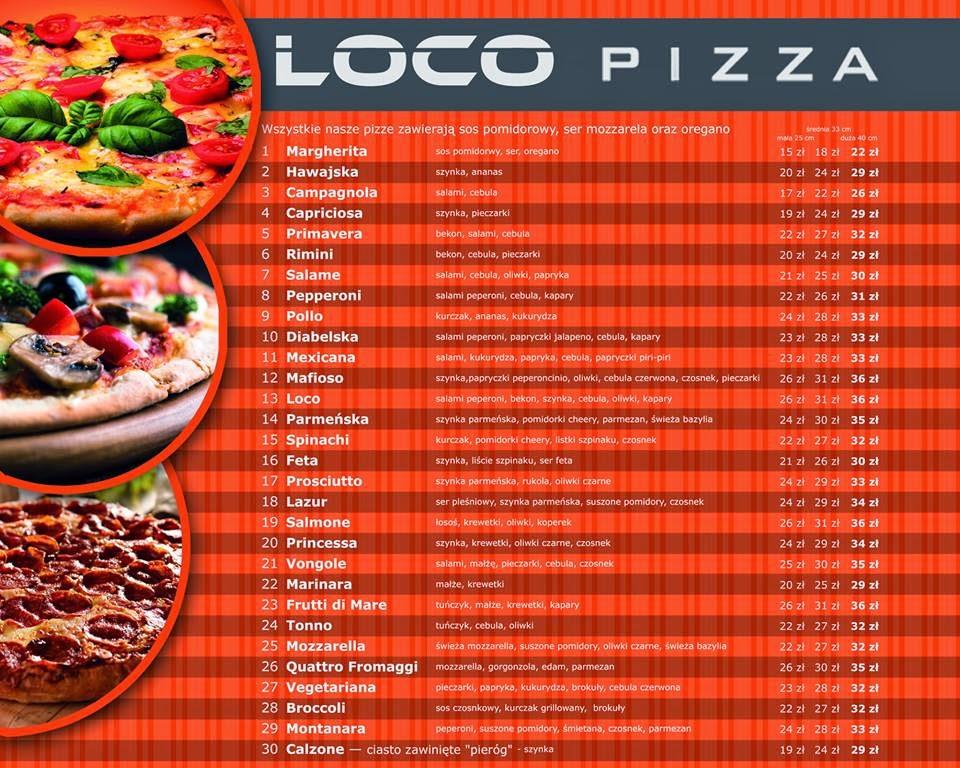 Menu at Pizzerio-Pierogarnia LOCO pizzeria, Lipków