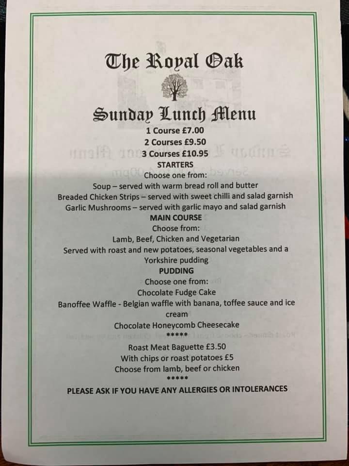 Menu at The Royal Oak pub & bar, Holywell
