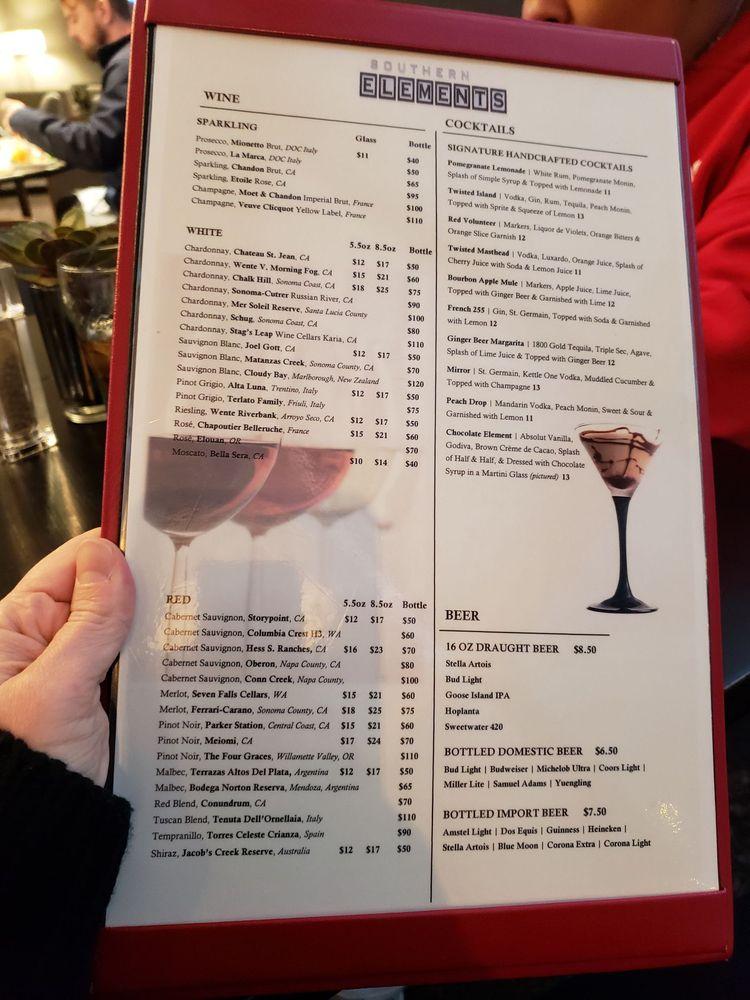 Menu at Southern Elements pub & bar, Atlanta, 255 Courtland St NE