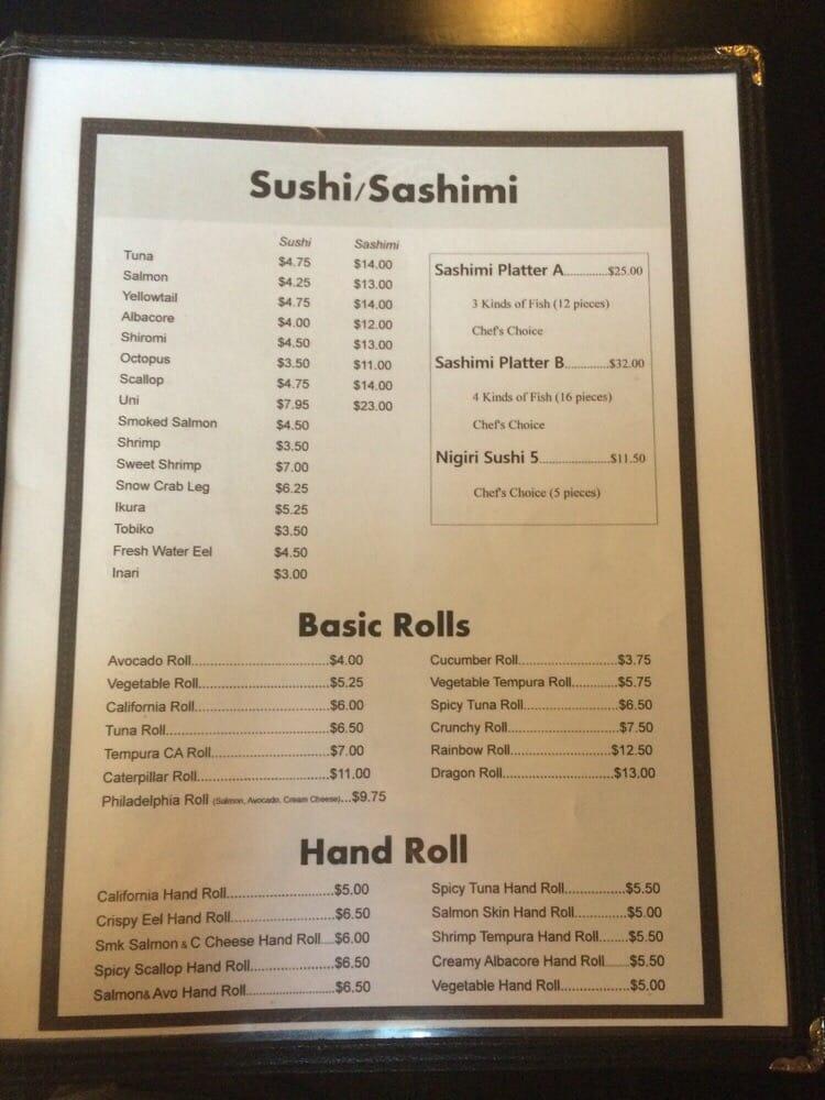 Carta de Ten Japan Japanese Restaurant, Gilroy