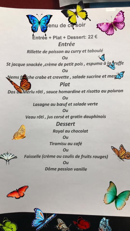 Menu at Ck’s Lounge restaurant, Lyon