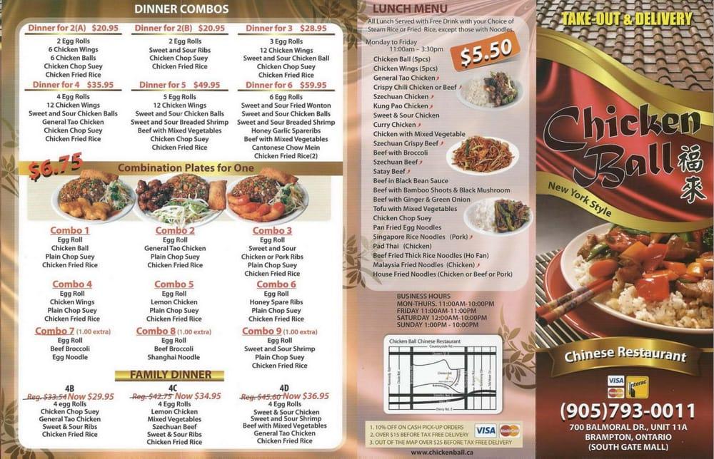 Menu at Chicken Ball Restaurant, Brampton