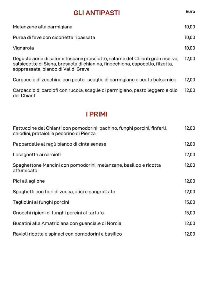 Menu at Il Chianti Vineria pub & bar, Rome, Via del Lavatore