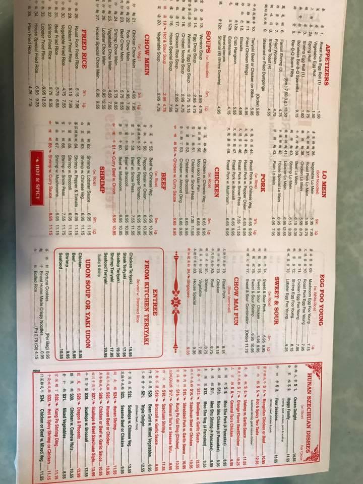 Menu at New First Dragon restaurant, Waterloo