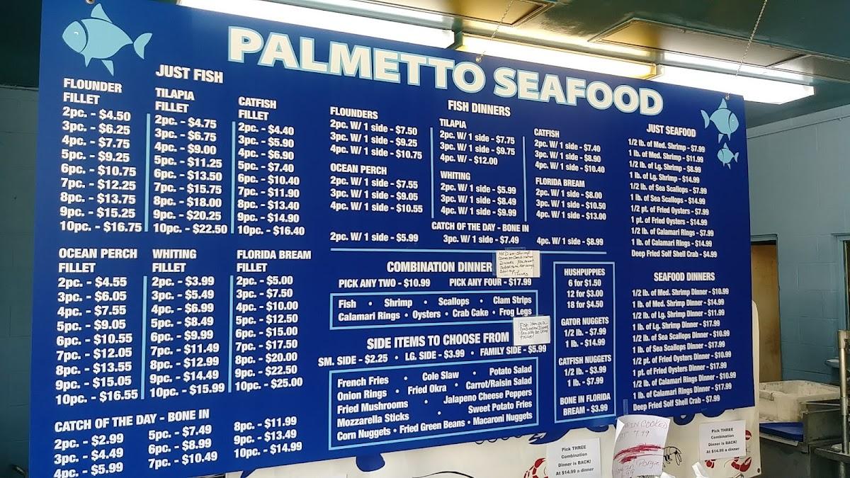 Menu at Palmetto Seafood Company restaurant, Columbia