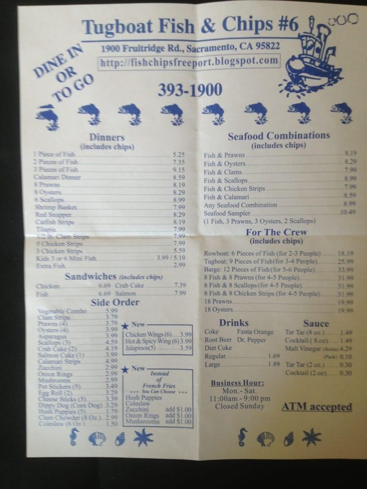 Carta del restaurante Tugboat Fish & Chips, Sacramento, Fruitridge Rd