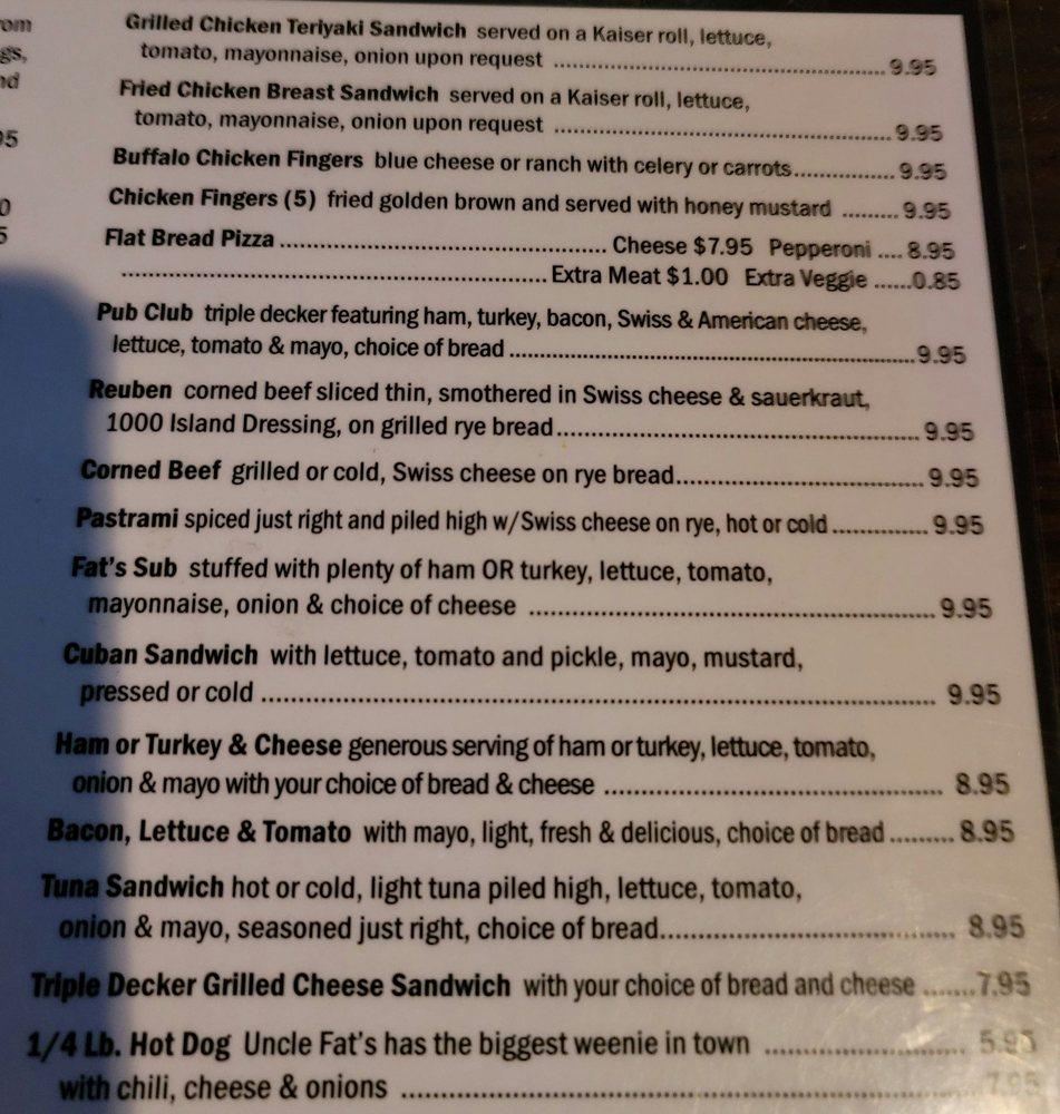 Menu at Uncle Fats 2 Tampa pub & bar, Tampa