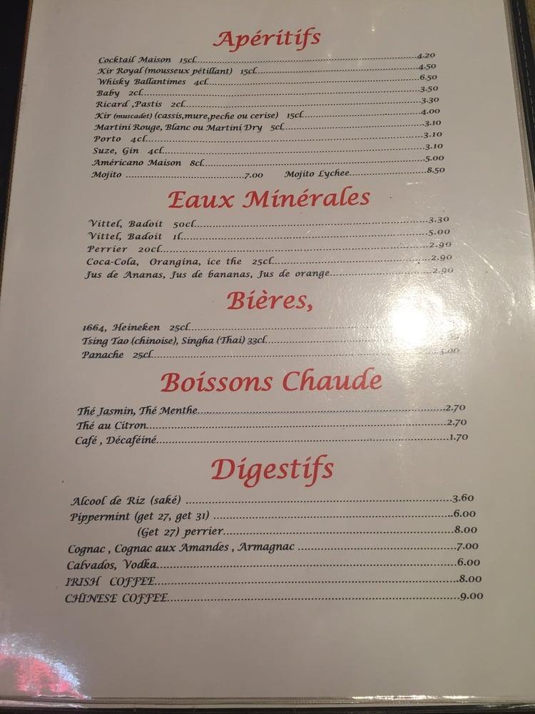Carta de Restaurant Kim, Nantes