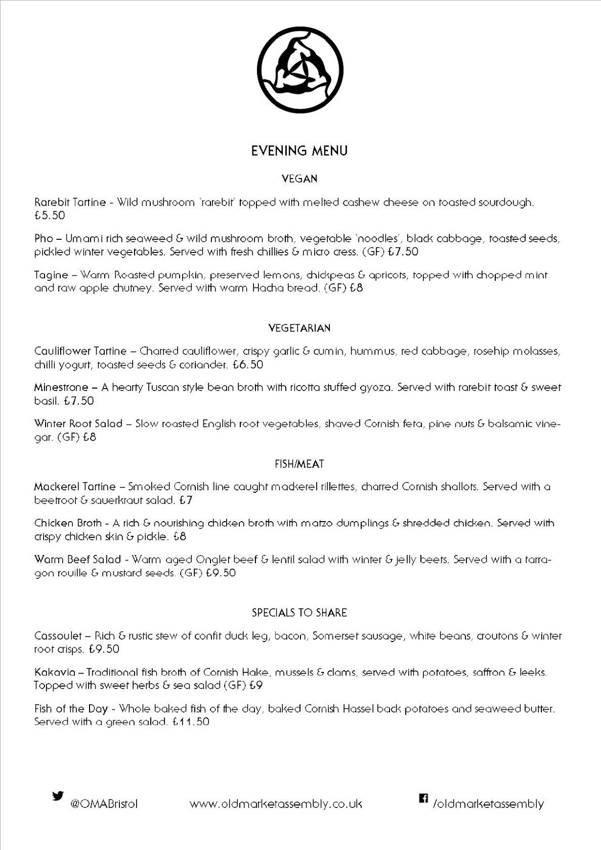 Menu at Old Market Assembly pub & bar, Bristol