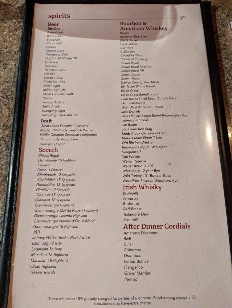 Menu at Station Square restaurant, Youngstown, Belmont Ave
