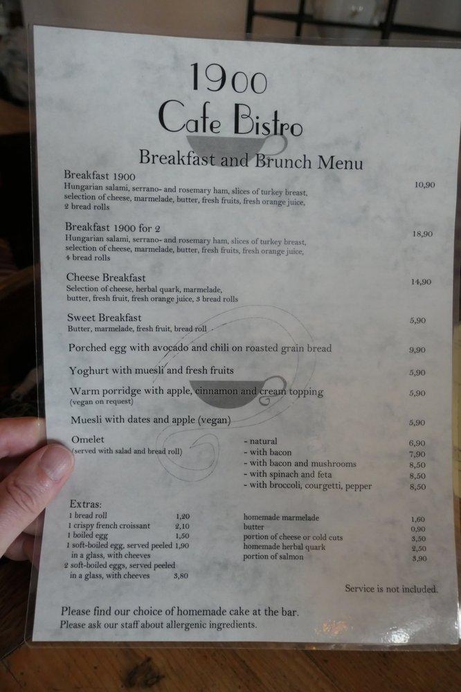 Menu at 1900 Cafe Bistro, Berlin
