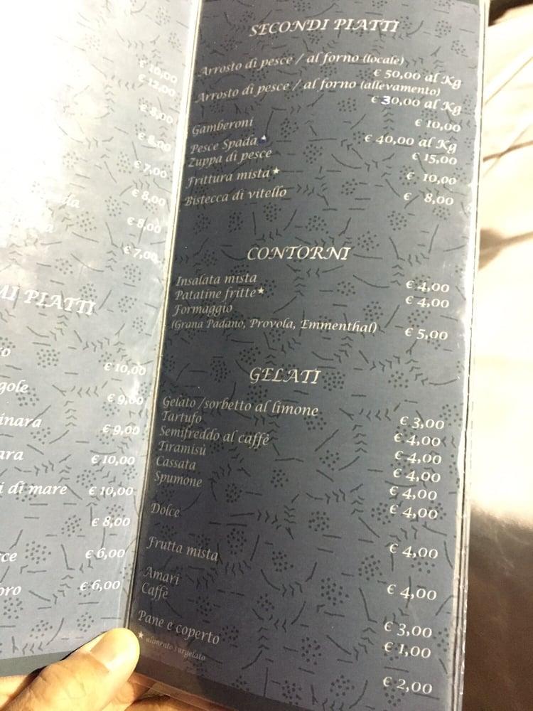 Menu au Ristorante Al Gambero, Porto Cesareo