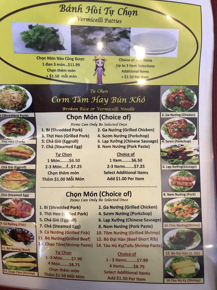 Menu at Com Tam Thuan Kieu restaurant, Garden Grove, Brookhurst St