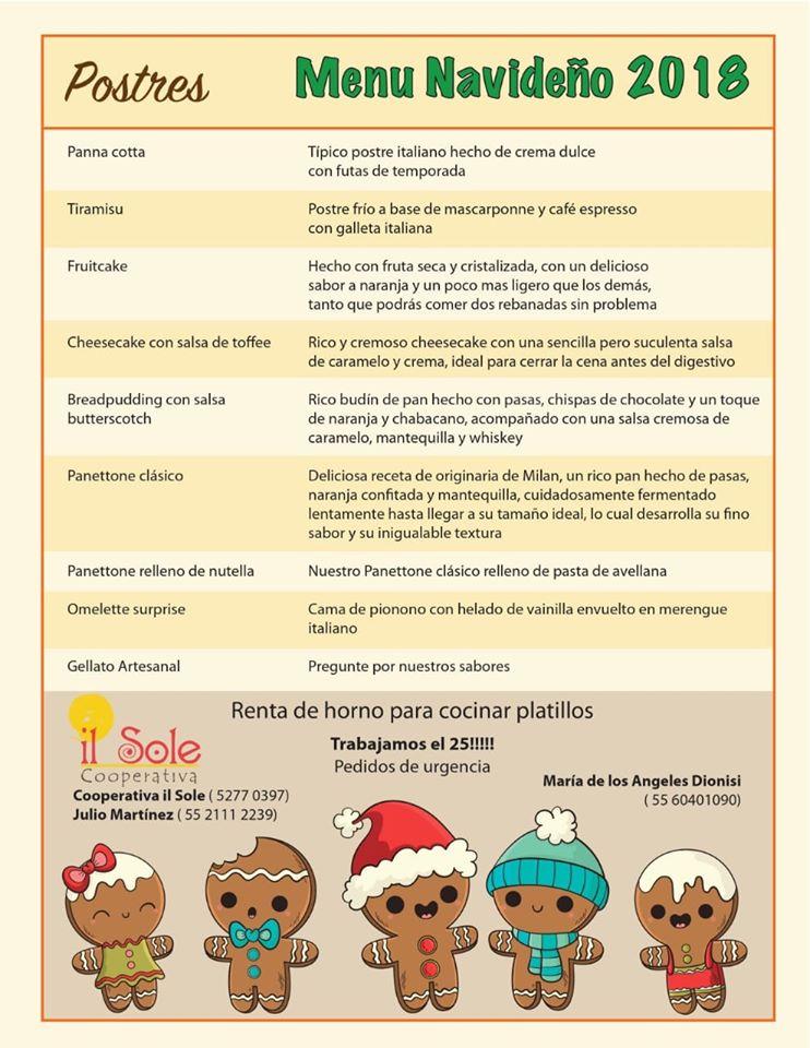 Menu at Cooperativa Il Sole restaurant, Mexico City
