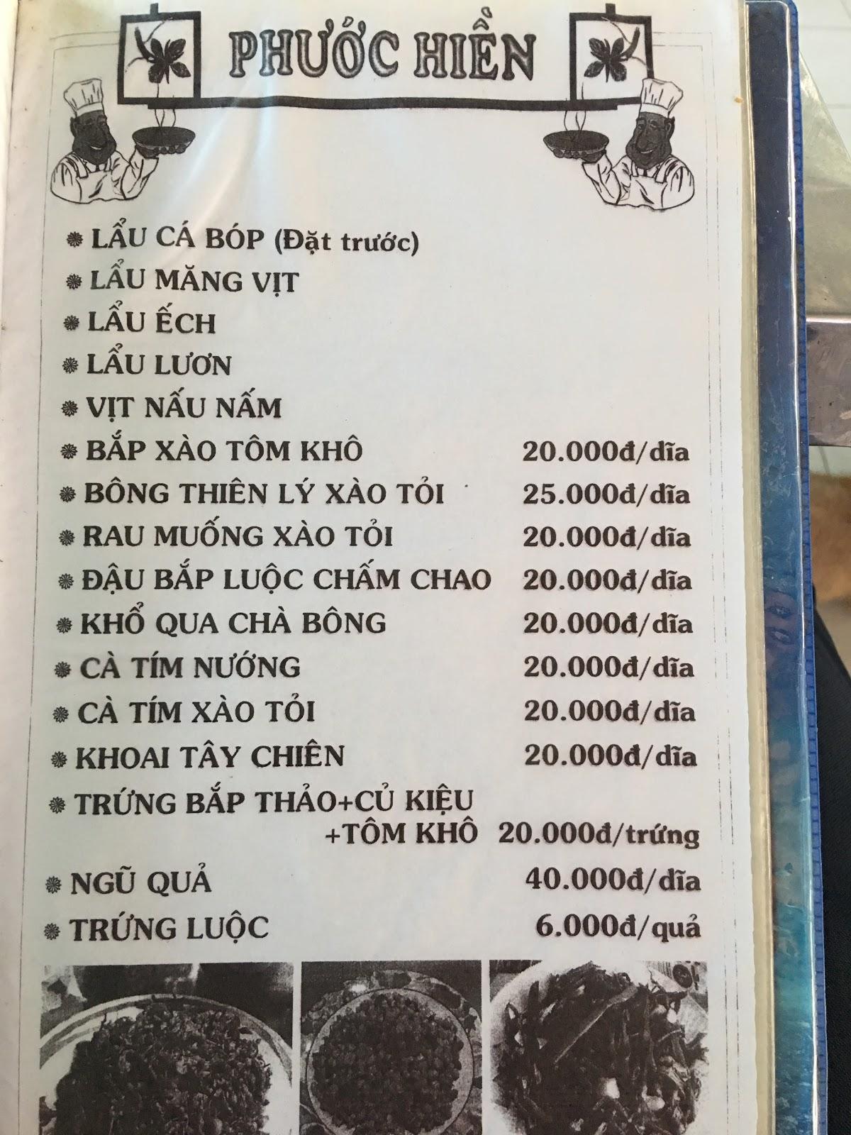 Menu at Phuoc Hien Restaurant Chicken, Phan Thiet