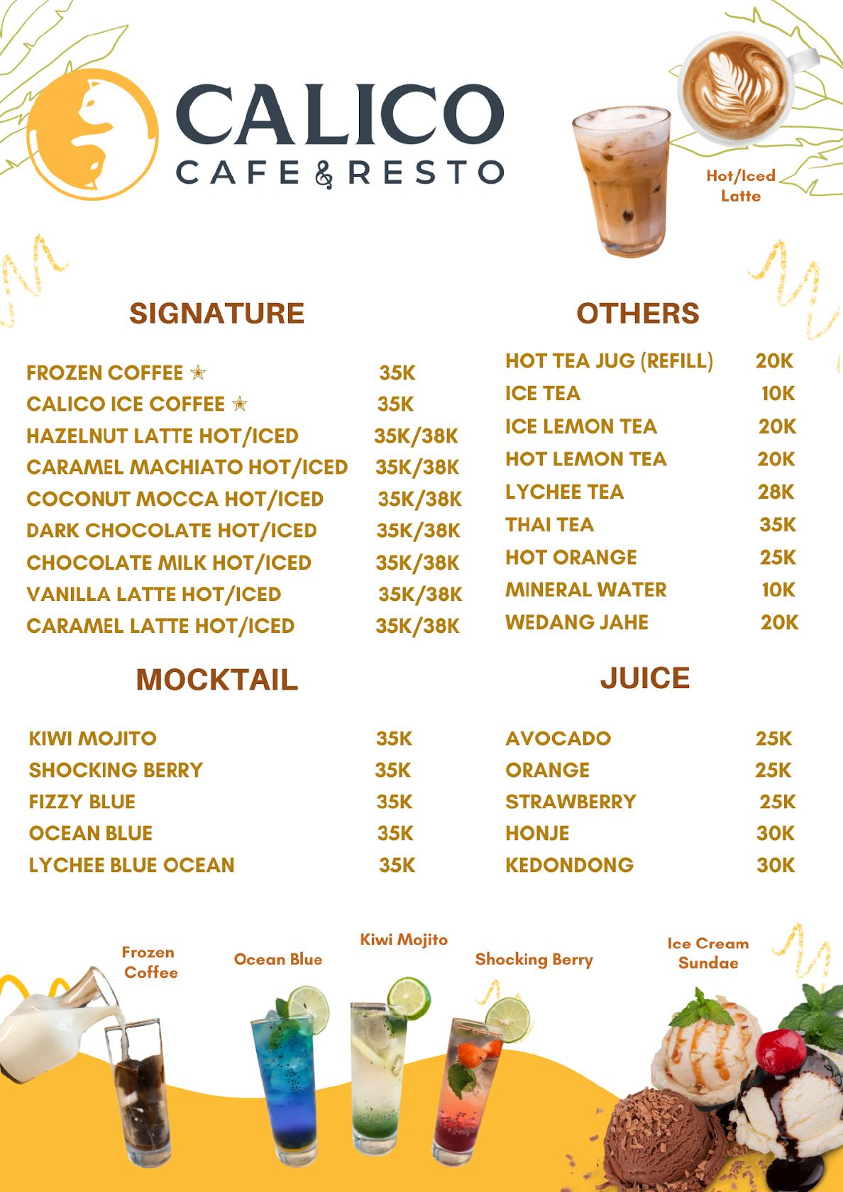 Carta de Calico Cafe & Resto, Karawang