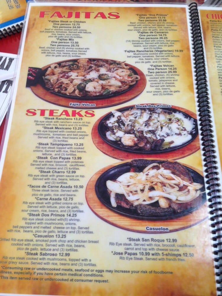 Menu at Dos Primos restaurant, Potosi