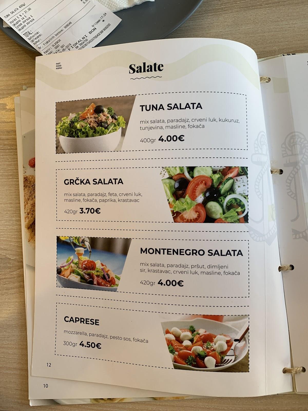 Speisekarte von Fast Food Popaj Herceg Novi, Herceg Novi