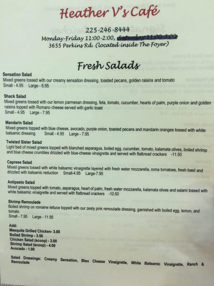 Menu at Heather V's Cafe, Baton Rouge