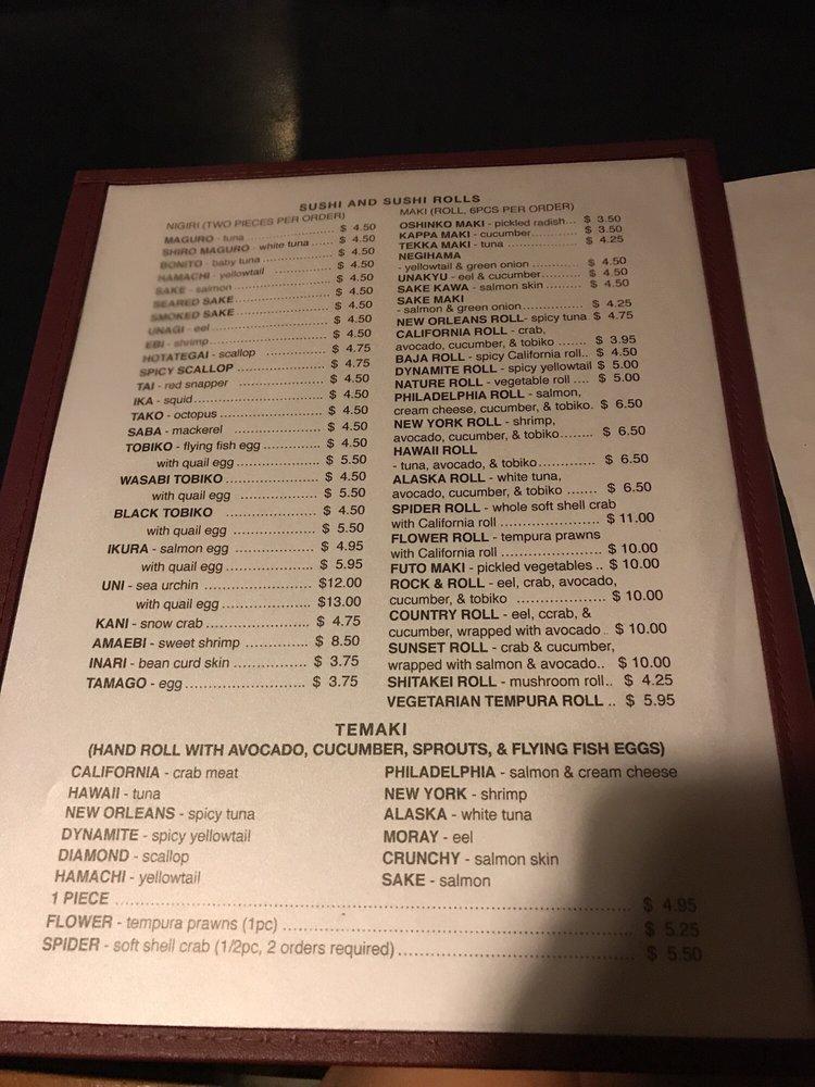 Menu at House of Sake restaurant, Walnut Creek