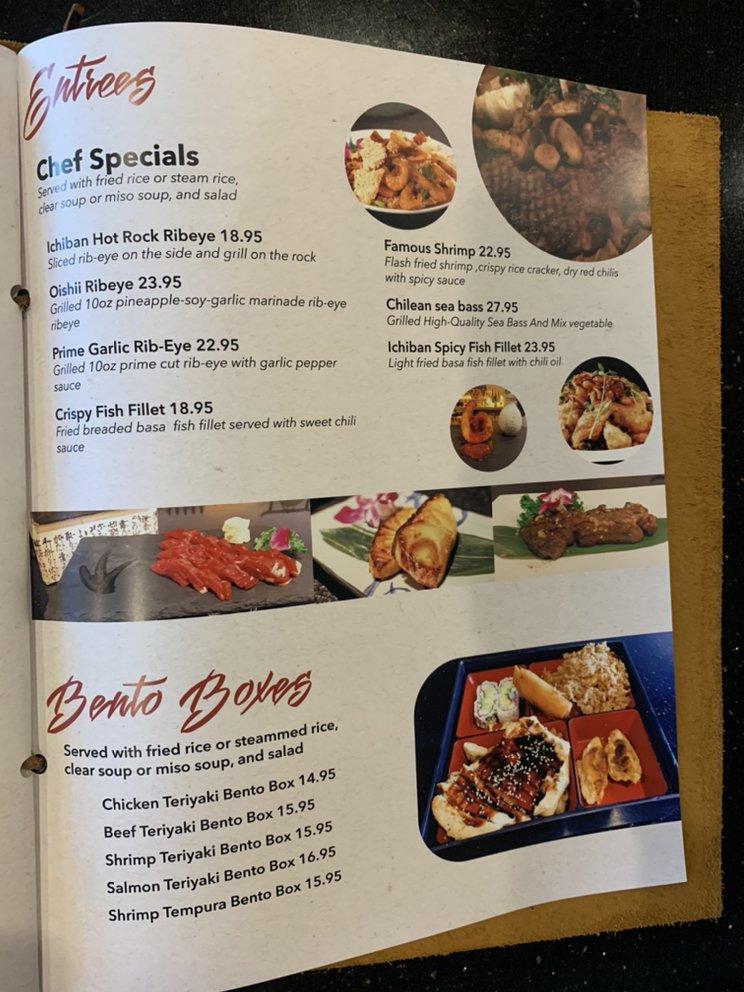 Menu at Ichiban Japanese steakhouse, Pooler