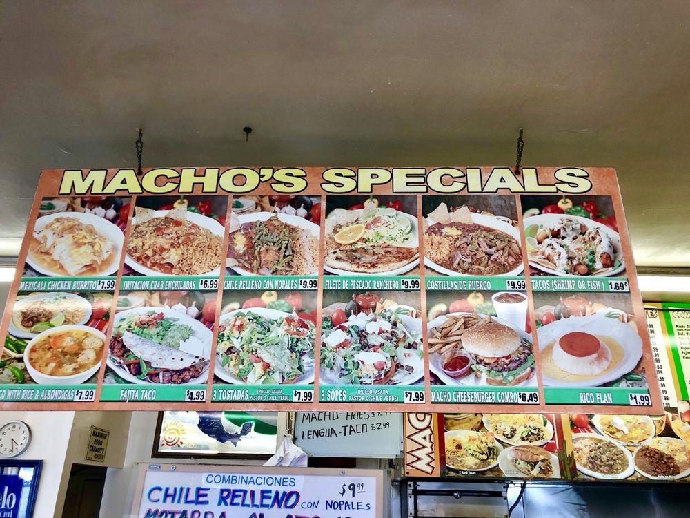Menu at Macho Cafe Mexican Food, San Gabriel