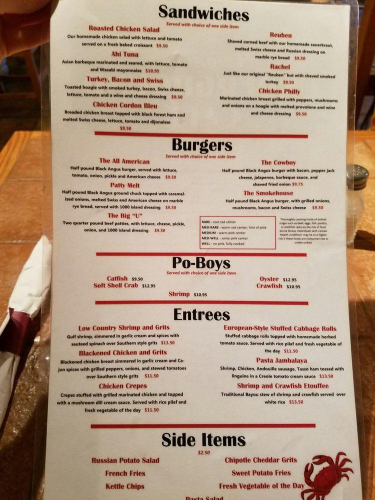 Menu at Underground Cafe, Hernando