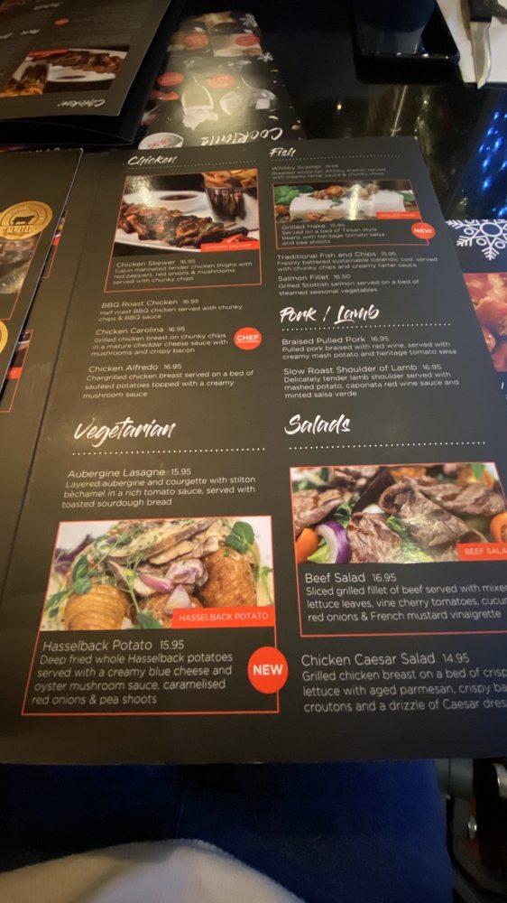 Menu at Angus Steakhouse Leicester Square, London, 20 Cranbourn St