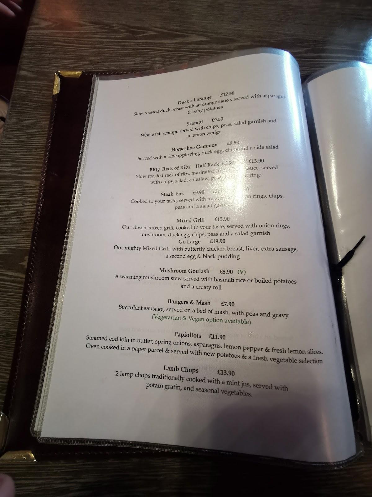 Menu at Axe & Cleaver Inn pub & bar, Huttoft