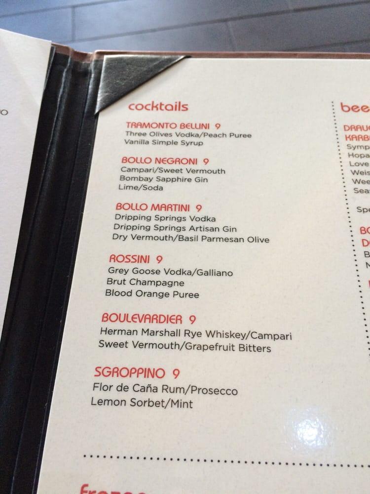 Menu at Bollo Woodfired Pizza pub & bar, Houston