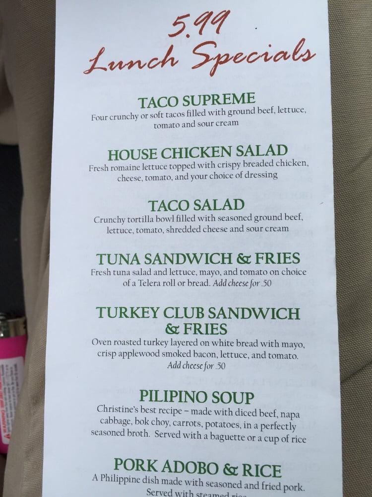 Menu at Christine's Casual Dining restaurant, Cincinnati
